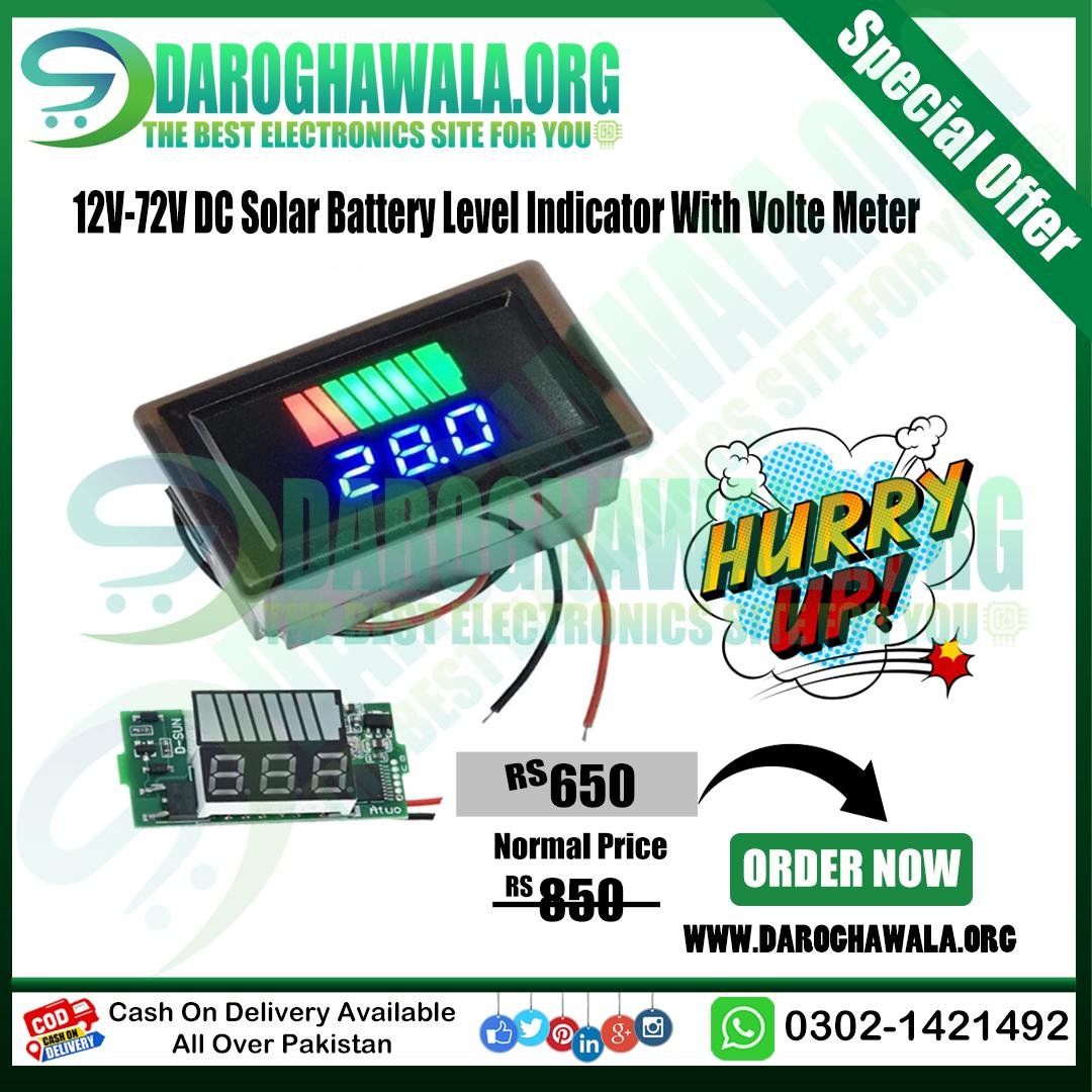 Solar Car Battery Level Indicator Meter With Volt Meter 12V to 72V DC ...